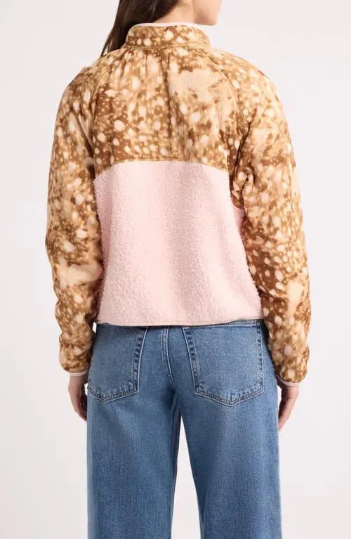 HAPPY CAMP3R Macie Fawn Print Fleece Jacket - Chestnut Brown