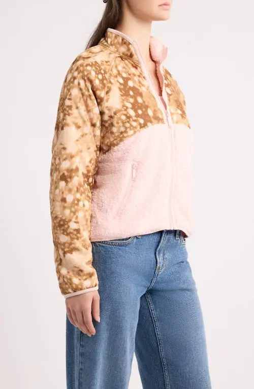 HAPPY CAMP3R Macie Fawn Print Fleece Jacket - Chestnut Brown