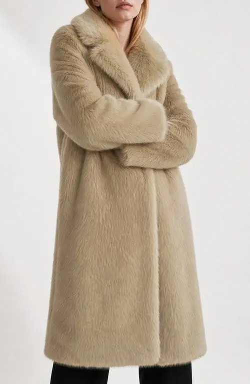 NOIZE Solene Faux Fur Maxi Coat - Beige