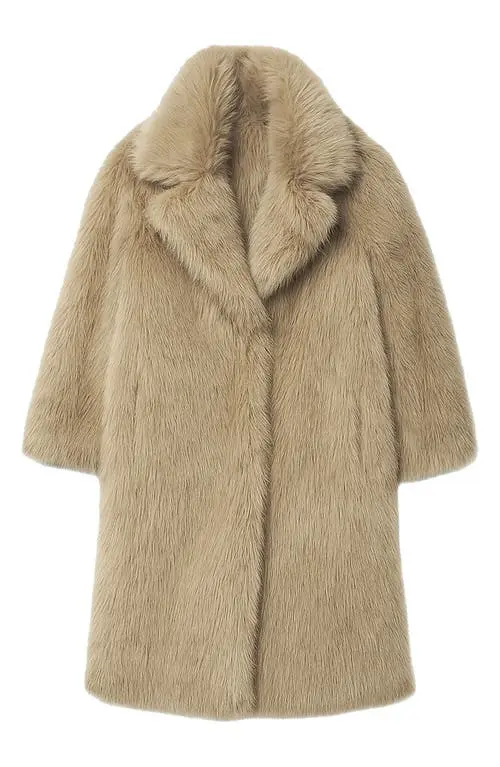 NOIZE Solene Faux Fur Maxi Coat - Beige