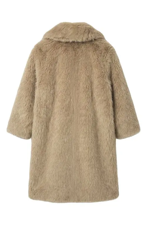 NOIZE Solene Faux Fur Maxi Coat - Beige