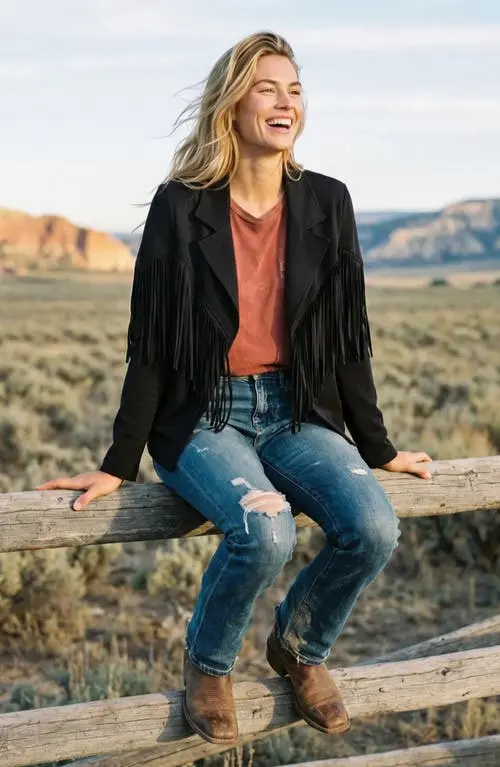Karen Kane Fringe Long Sleeve Jacket