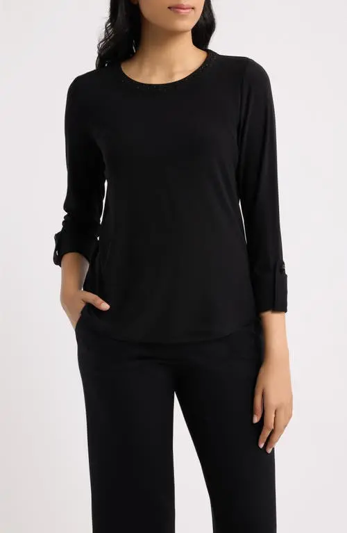 Anne Klein Heatset Embellished Roll Cuff Top