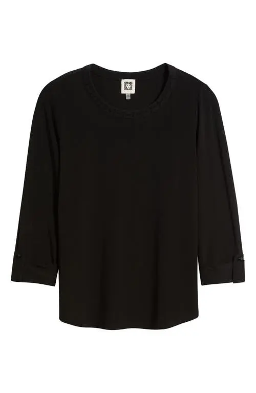 Anne Klein Heatset Embellished Roll Cuff Top