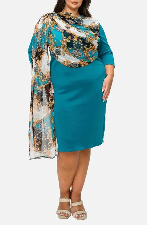 L I V D Gia Cape Sheath Dress - Jade