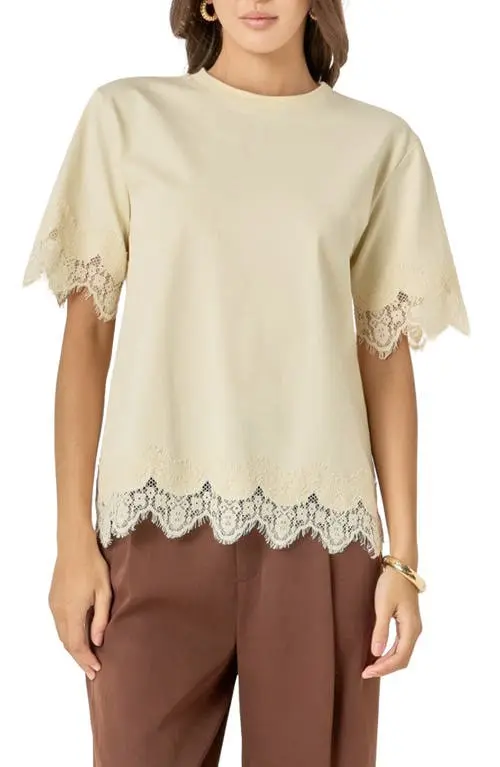 English Factory Lace Trim Cotton T-shirt