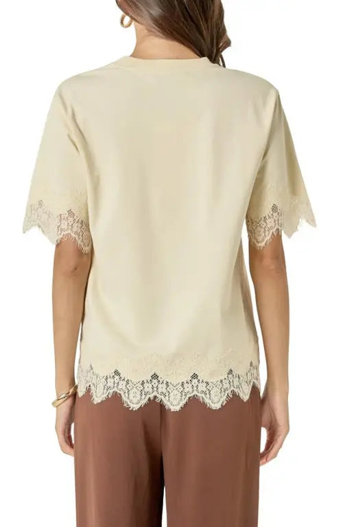 English Factory Lace Trim Cotton T-shirt