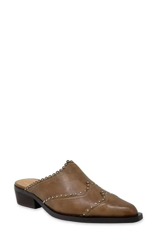 SHU SHOP Tucson Faux Leather Wingtip Mule - Camel