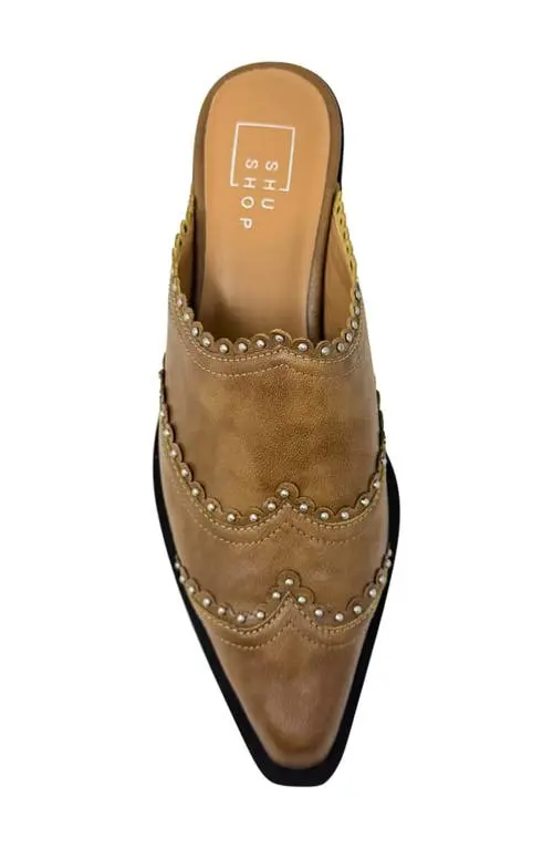 SHU SHOP Tucson Faux Leather Wingtip Mule - Camel