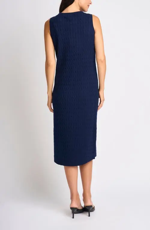 Halogen Sleeveless Cable Knit Midi Dress - Classic Navy