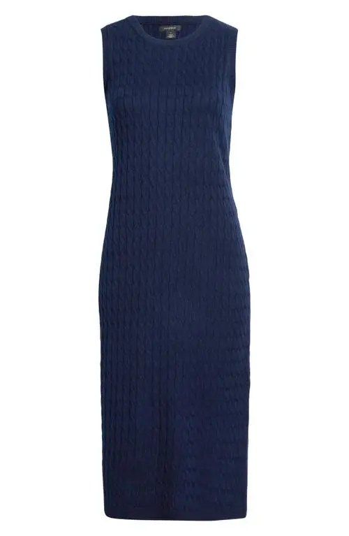 Halogen Sleeveless Cable Knit Midi Dress - Classic Navy
