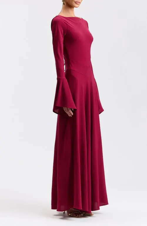 Avec Les Filles Long Sleeve Crepe Maxi Dress