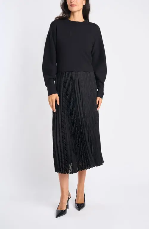 Halogen Mixed Media Plaid Dress