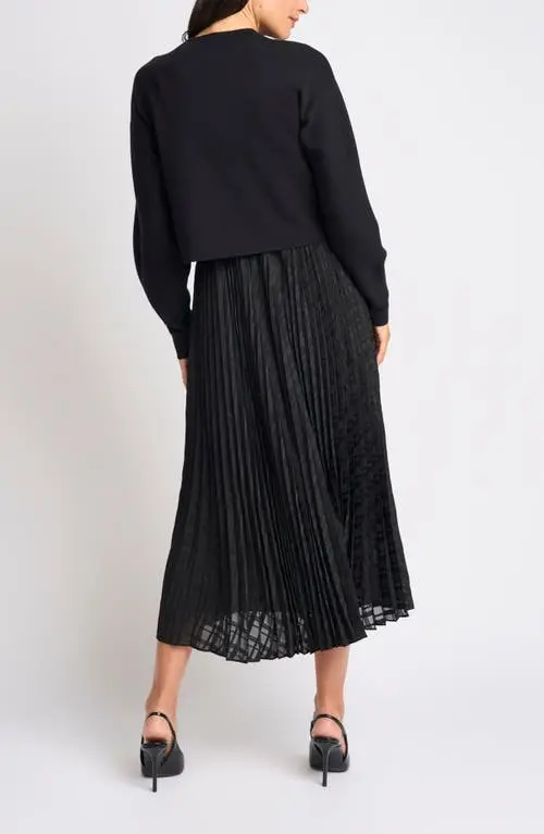 Halogen Mixed Media Plaid Dress