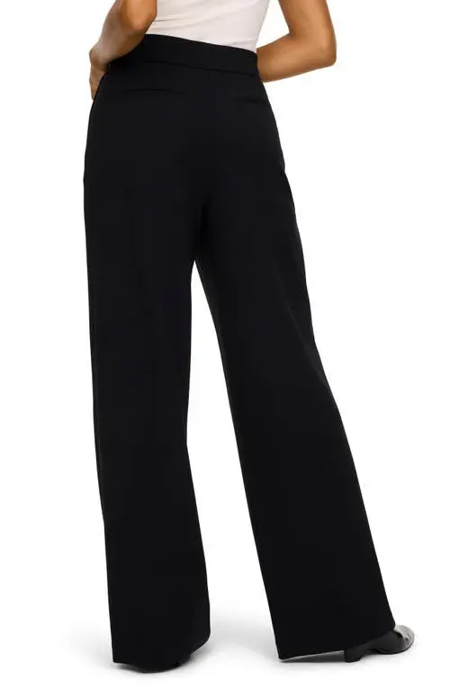 Spanx Pleated Ponte Wide Leg Pants - Classic Black