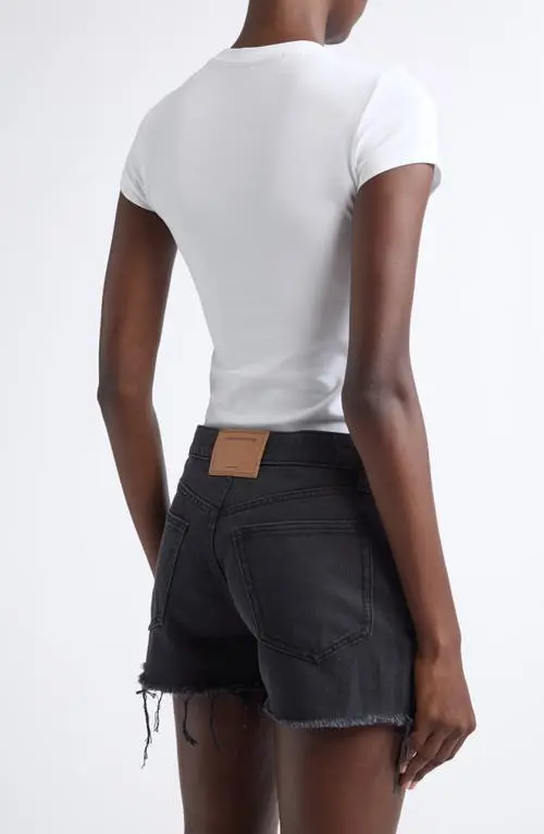 Alexander Wang Relaxed Hotfix Logo Denim Shorts