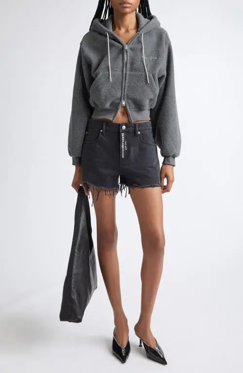 Alexander Wang Relaxed Hotfix Logo Denim Shorts