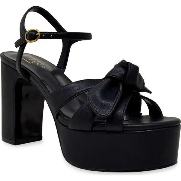 SHU SHOP Esmeralda Faux Leather Platform Sandal - Black