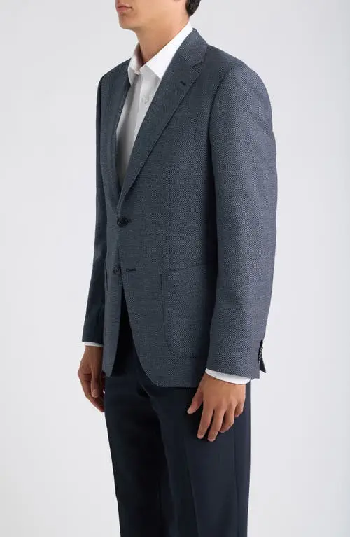 BOSS Hutson Slim Fit Navy Cotton & Wool Herringbone Sport Coat