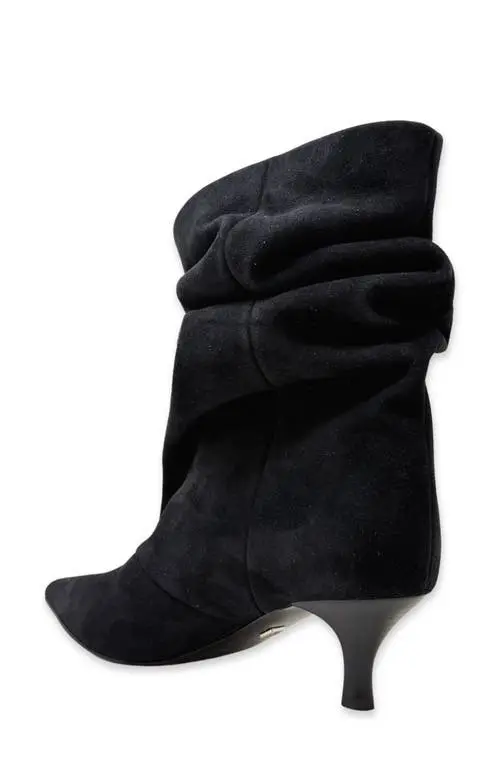 SHU SHOP Venetia Slouchy Faux Leather Bootie - Black Suede