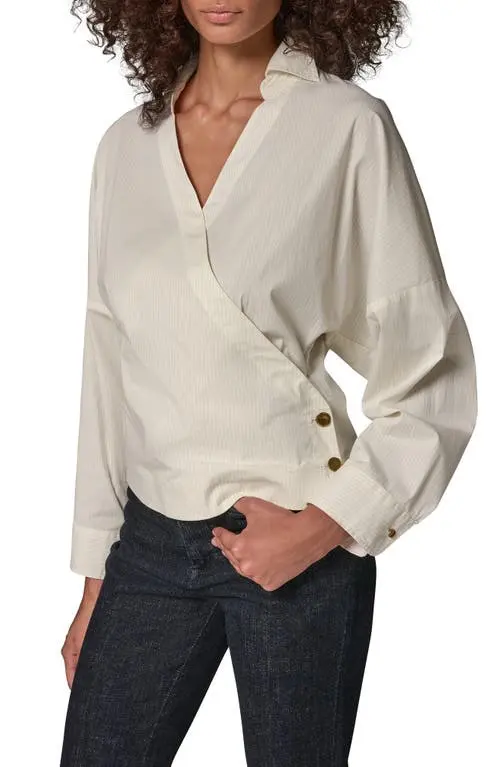 Donna Karan New York Pinstripe Poplin Dolman Shirt