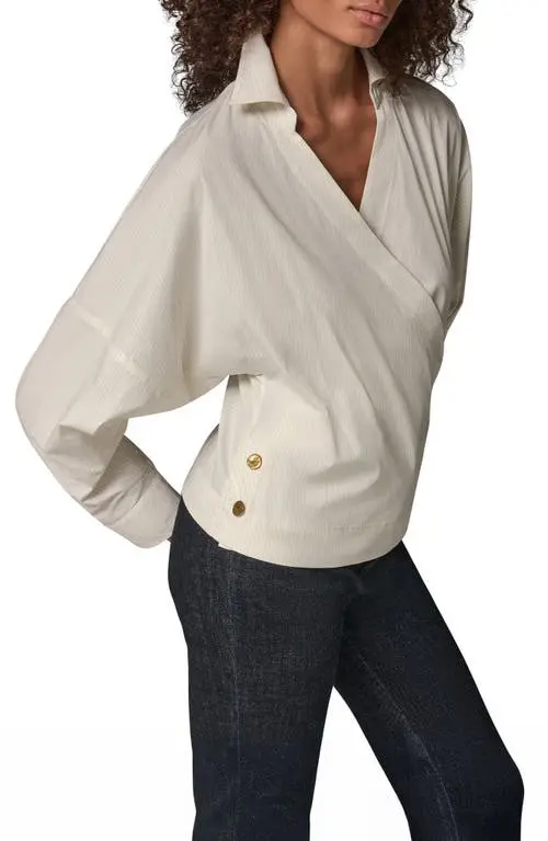 Donna Karan New York Pinstripe Poplin Dolman Shirt