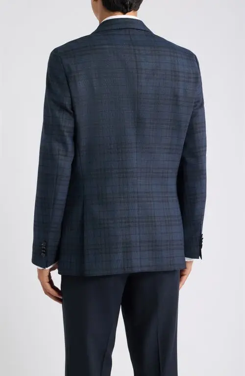 BOSS Hutson Slim Fit Plaid Slub Wool Blend Sport Coat