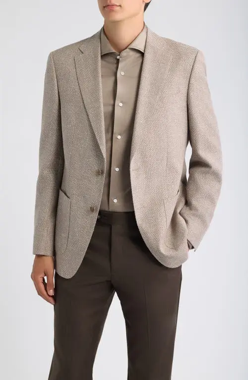 BOSS Hutson Slim Fit Tan Mélange Knit Wool Blend Sport Coat