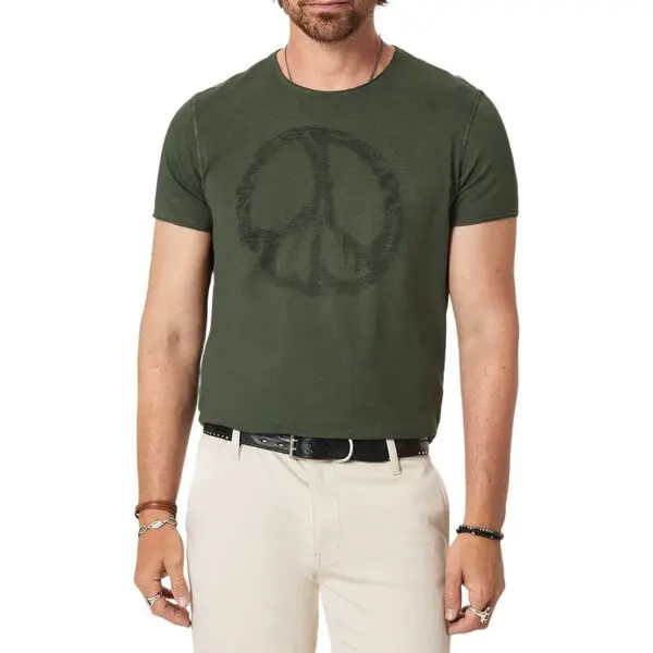 John Varvatos Peace Maker Raw Edge Crewneck T-shirt