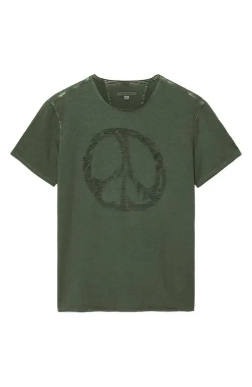 John Varvatos Peace Maker Raw Edge Crewneck T-shirt