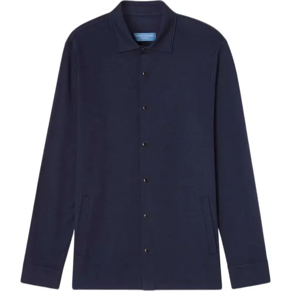 Robert Talbott Walter Cashmere Blend Snap Front Shirt - Navy