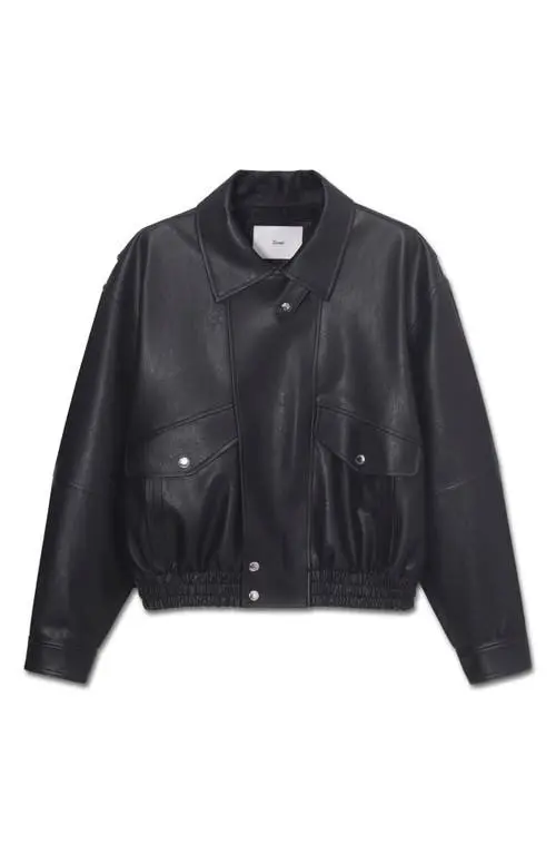 DUNST Gender Inclusive Cropped Faux Leather Bomber Jacket