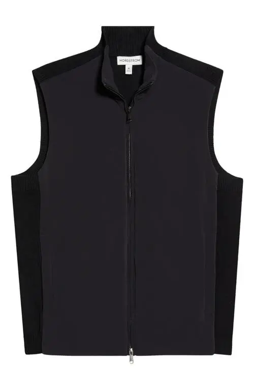Nordstrom Mixed Media Insulated Knit Vest - Black