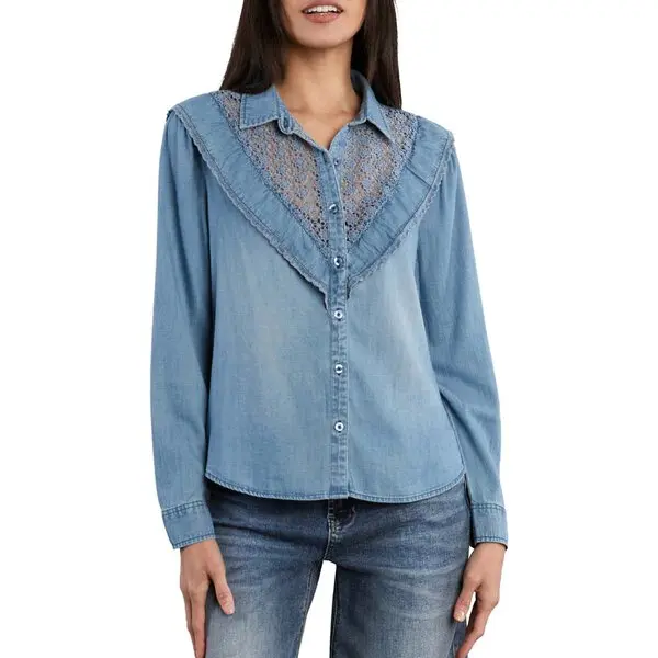 BILLY T Regent Ruffle Lace Detail Shirt