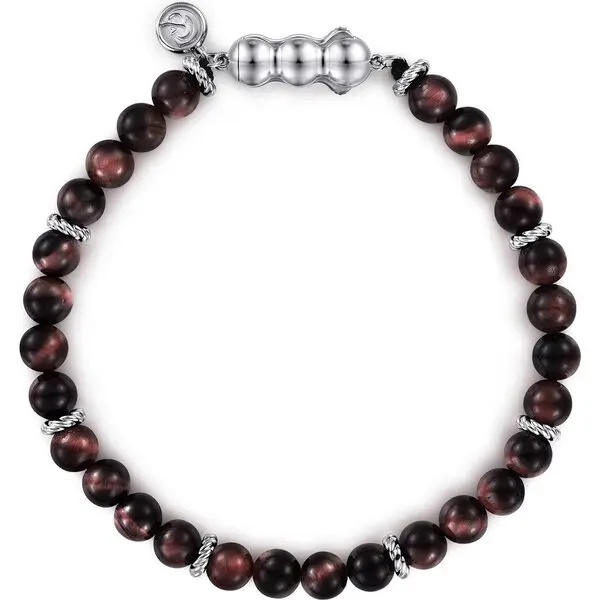 Gabriel & Co. Bujukan Lapis Lazuli Bead Bracelet - Sterling Silver/tigers Eye