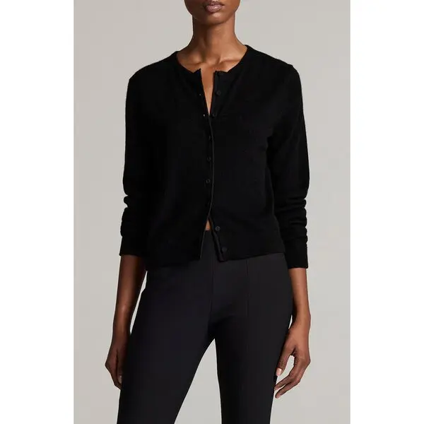 Vince Mixed Media Wool And Silk Blend Cardigan - Black