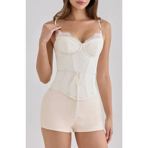 House Of Cb Audrina Lace Corset Top - Ivory
