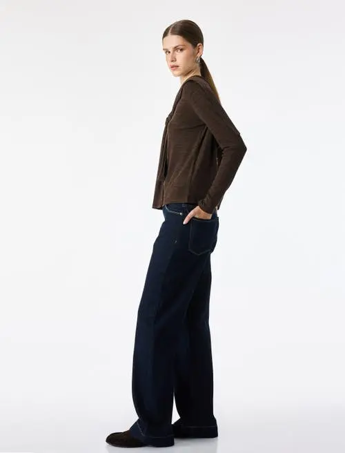 Koton Long Sleeve Tie-front Shawl Collar Top