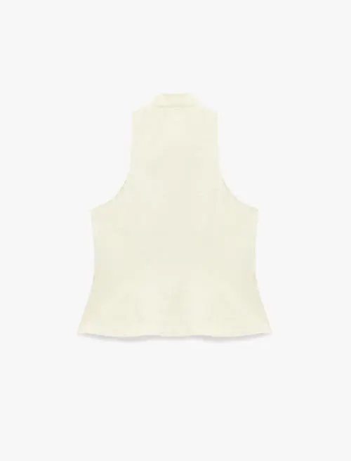 Koton Linen Blend Mandarin Neck Vest With Frog Closure