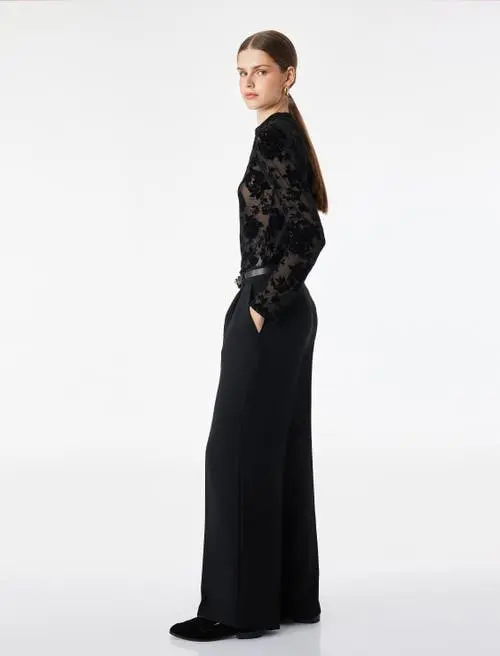 Koton Long Sleeve High Qipao Neck Floral Mesh Top