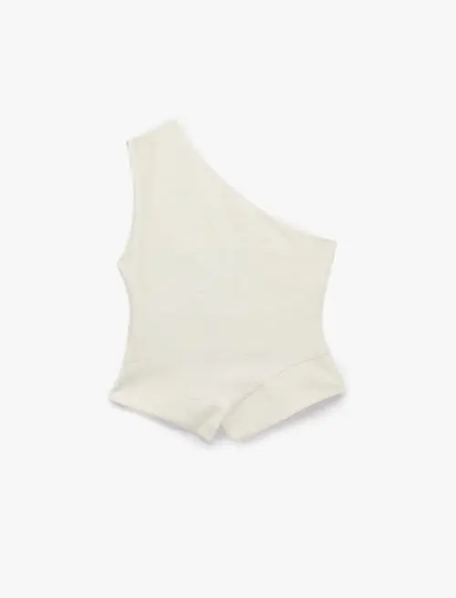 Koton Linen Blend One-shoulder Sleeveless Draped Top