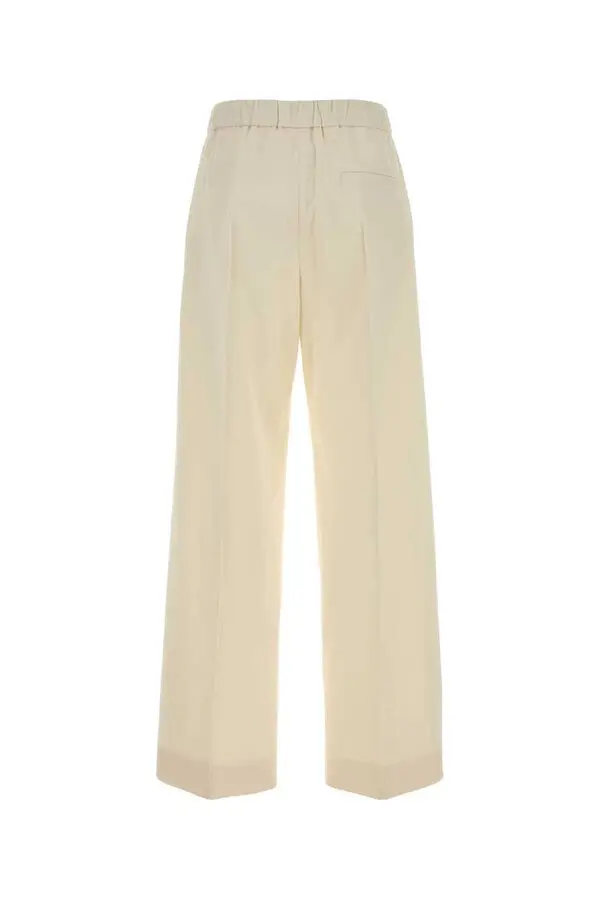 JIL SANDER Ivory Cotton Wide-leg Pant