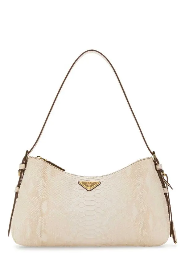 Prada Ivory Leather Aimee Shoulder Bag - White
