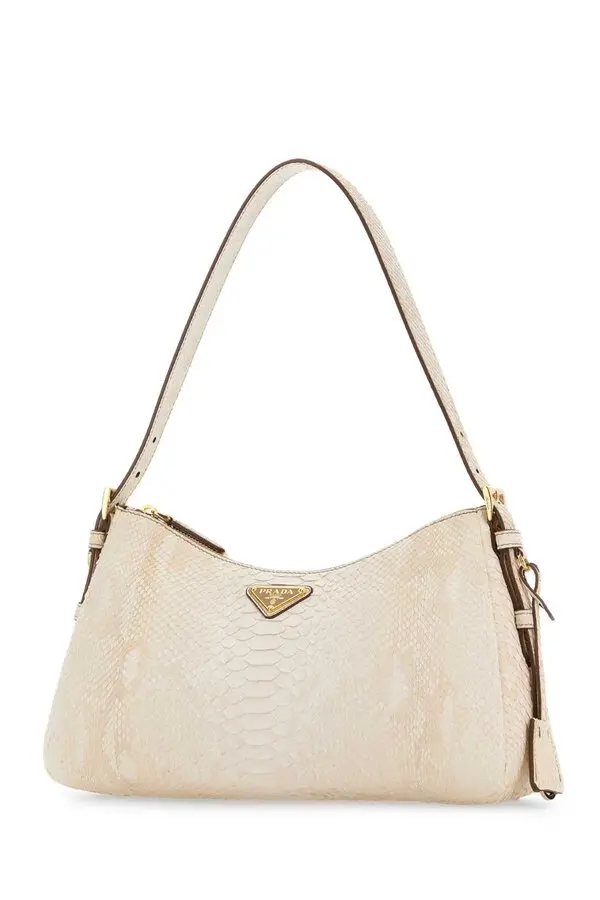 Prada Ivory Leather Aimee Shoulder Bag - White