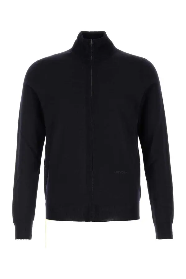 Fendi Midnight Stretch Wool Cardigan - Blue
