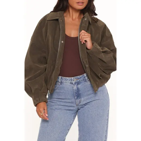 PETAL & PUP Jensen Faux Suede Bomber Jacket