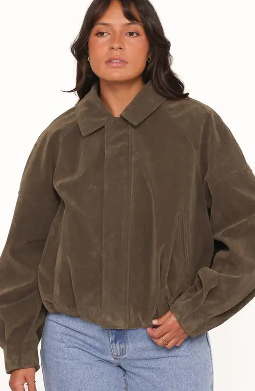 PETAL & PUP Jensen Faux Suede Bomber Jacket