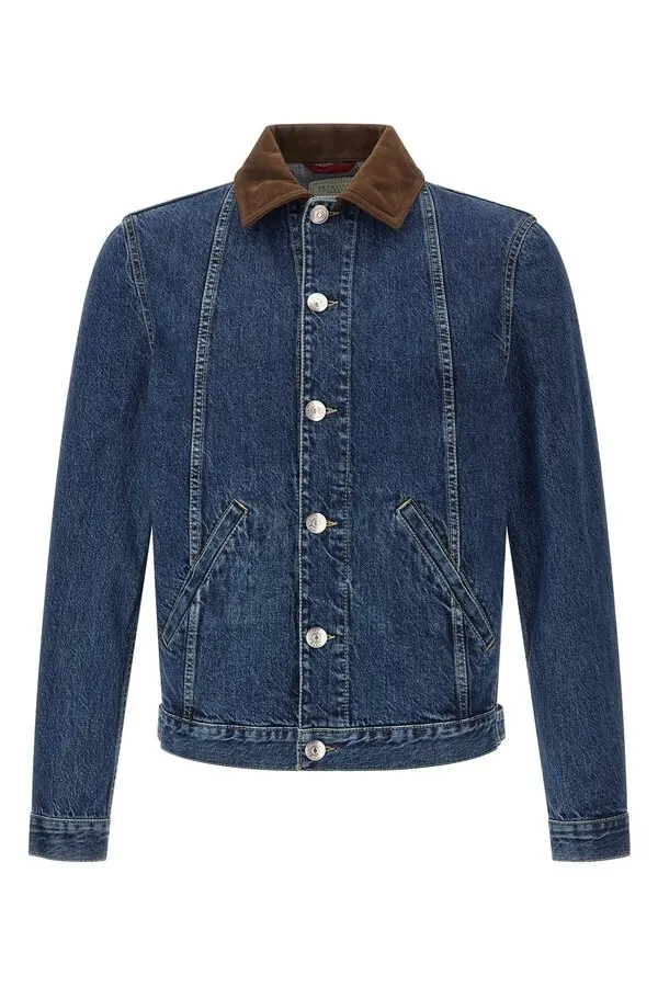 Brunello Cucinelli Denim And Suede Jacket - Blue
