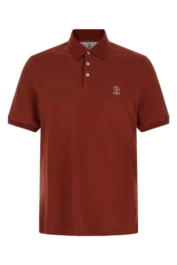 Brunello Cucinelli Logo Embroidery Polo Shirt - Red