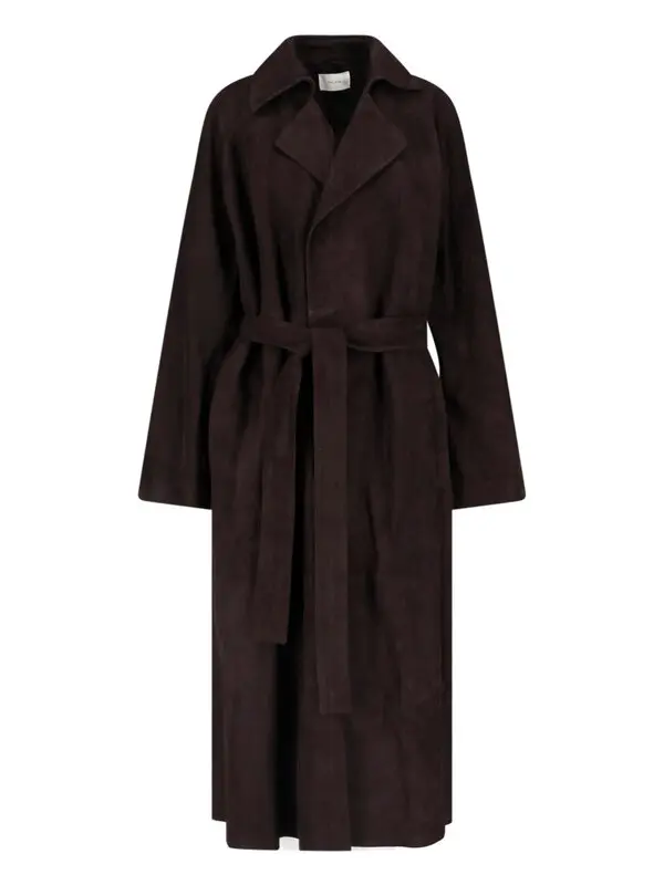 THE ROW Coat In Suede "solana - Brown